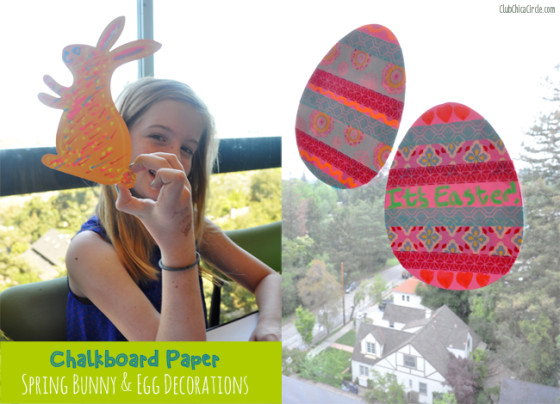 Chalkboard Paper Spring Bunnies & Egg Window Decorations | Club Chica ...