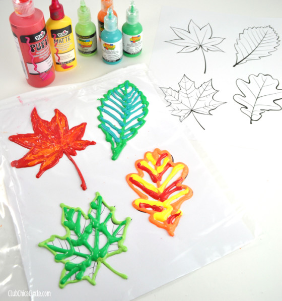 Fall Leaf and Owl Puffy Paint Window Decorations | Club Chica Circle ...