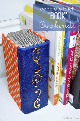 Concrete Brick “Book” Bookends DIY | Club Chica Circle - where crafty ...